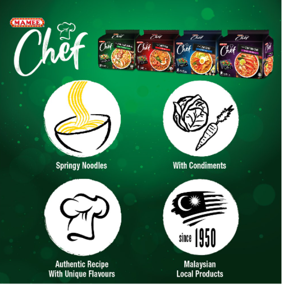 Mamee Chef Instant Noodles Spicy Chicken Shiitake (4x72g) [3314]