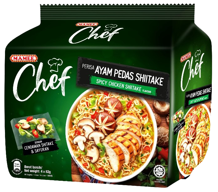 Mamee Chef Instant Noodles Spicy Chicken Shiitake (4x72g) [3314]