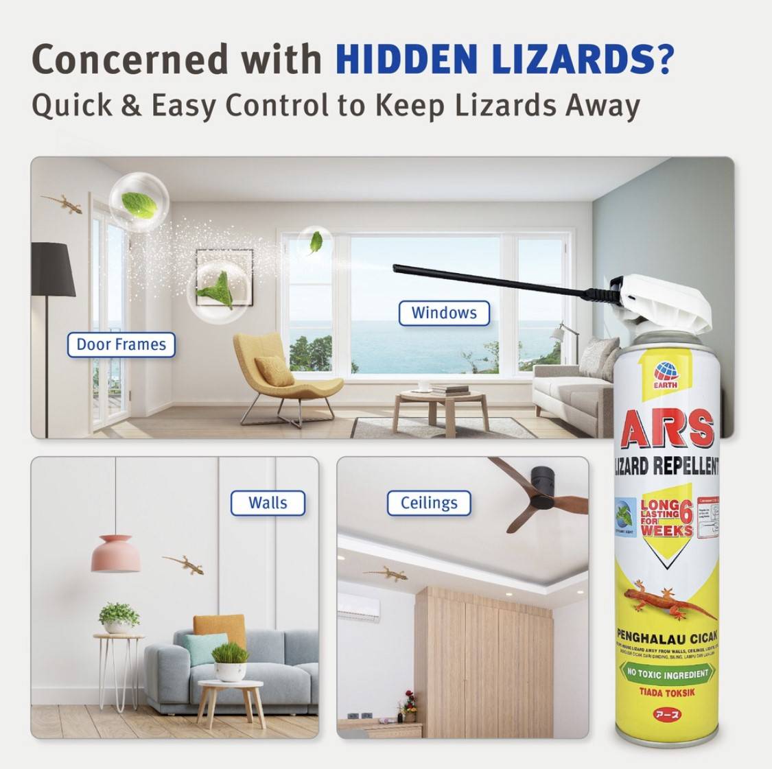 ARS Lizard Repellent Spray (Non-Toxic) 500ml [0111]