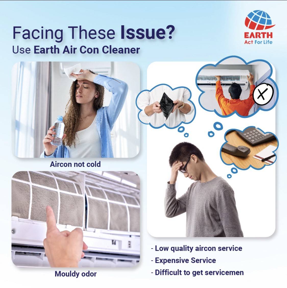 Earth Air Con Cleaner (Fragrance Free) 420ml [1010]