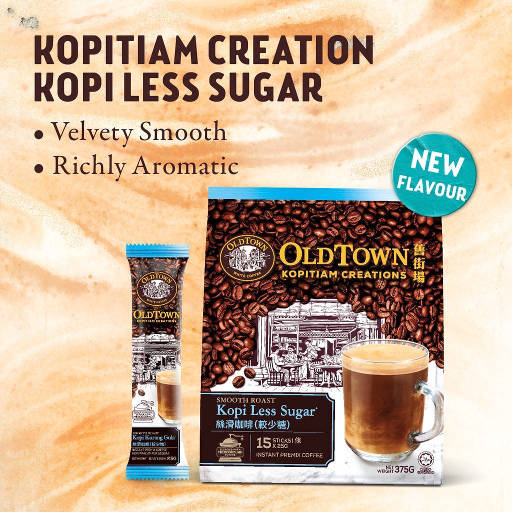 OLDTOWN Kopitiam Smooth Roast Kopi Less Sugar (15'sx25g) [4121]