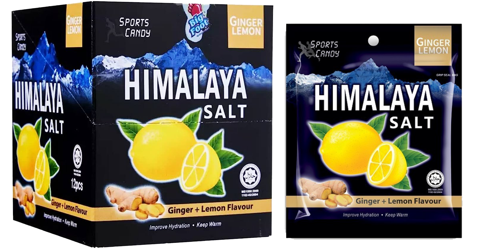 Himalaya Salt Sports Candy - Ginger + Lemon (12pktsx15g)
