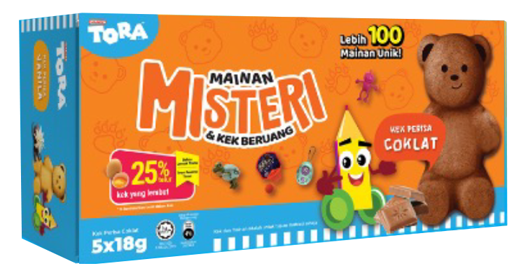 Tora Bear Cake - Chocolate (5x18g) + 1 Surprise Toy [1223]