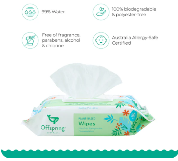 Offspring Plant-Based Baby Wipes (80 Sheets x 4 Packs) [0777]
