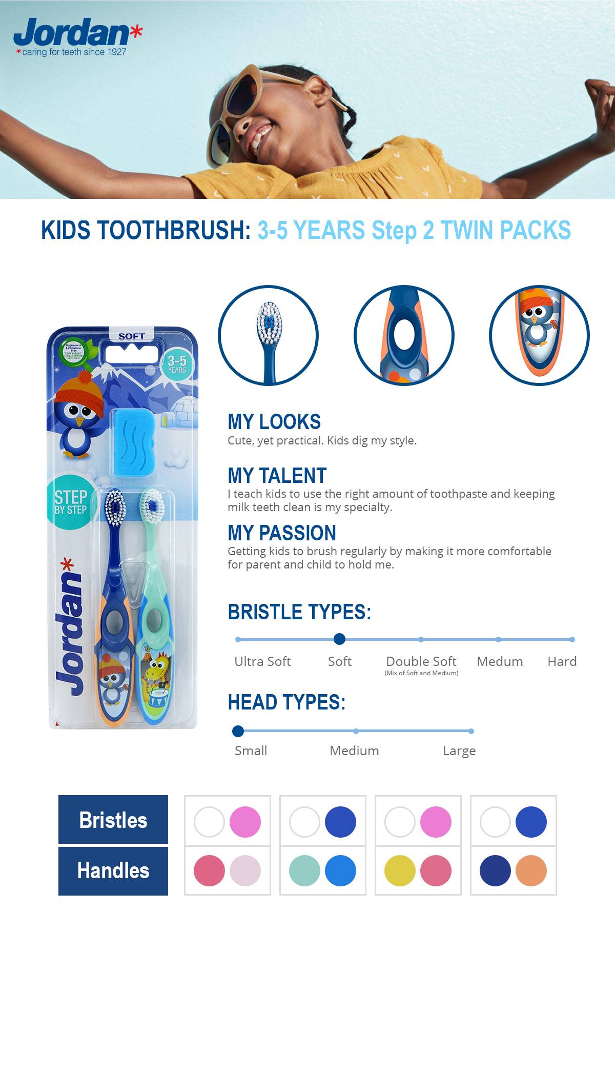 Jordan Kids Step 2 (Age 3-5) Twin Pack Toothbrush [8455]
