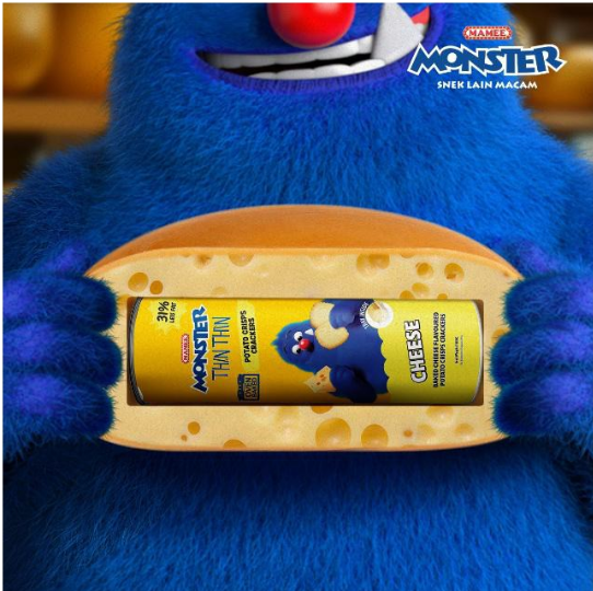 Mamee Monster Thin Thin Potato Crisps Crackers Cheese 100g