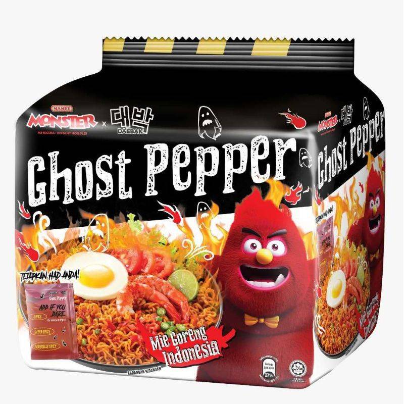 Mamee Monster Ghost Pepper Noodles Mie Goreng Indonesia 4x121g