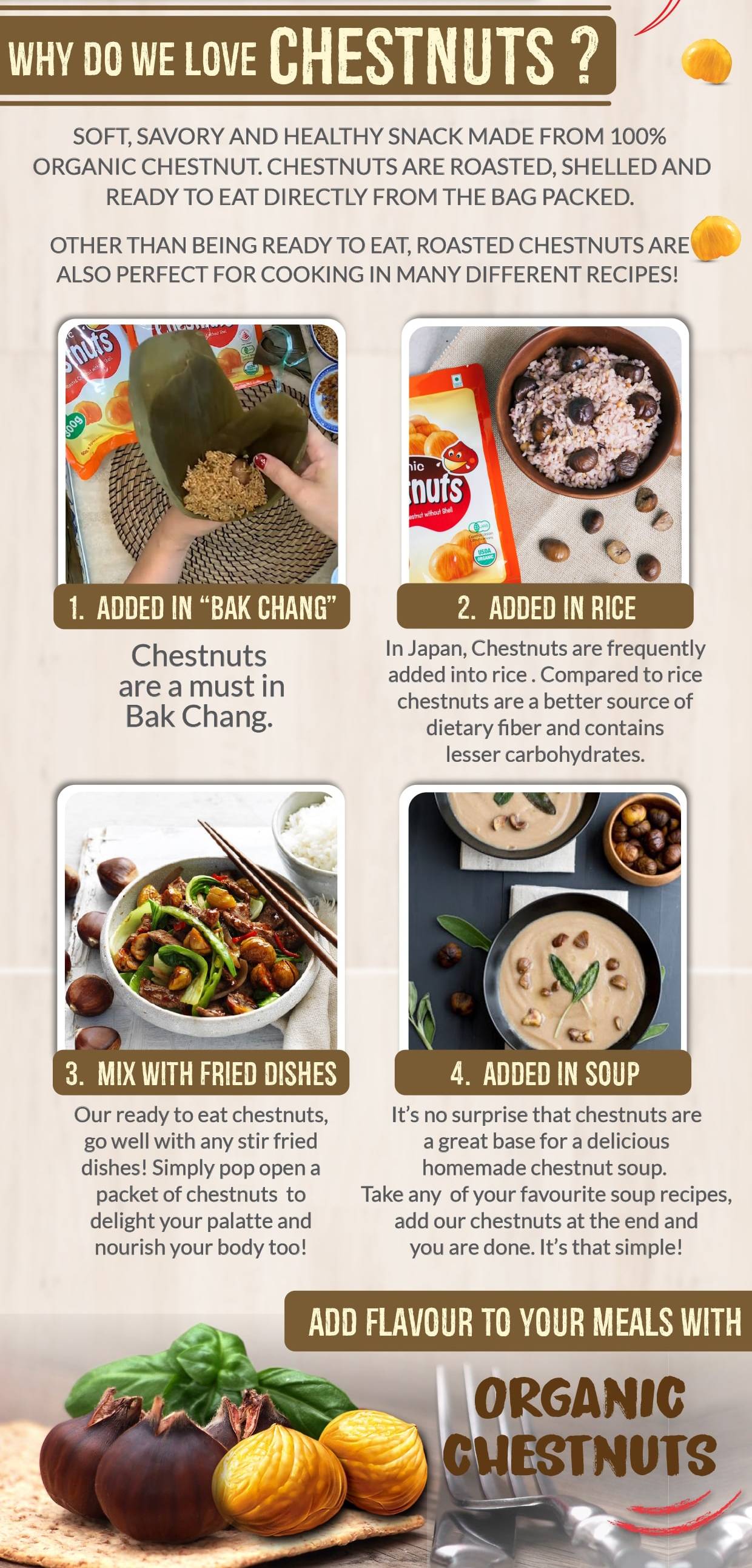 Tong Garden Organic Roasted Chestnuts without Shell 300g [5920]