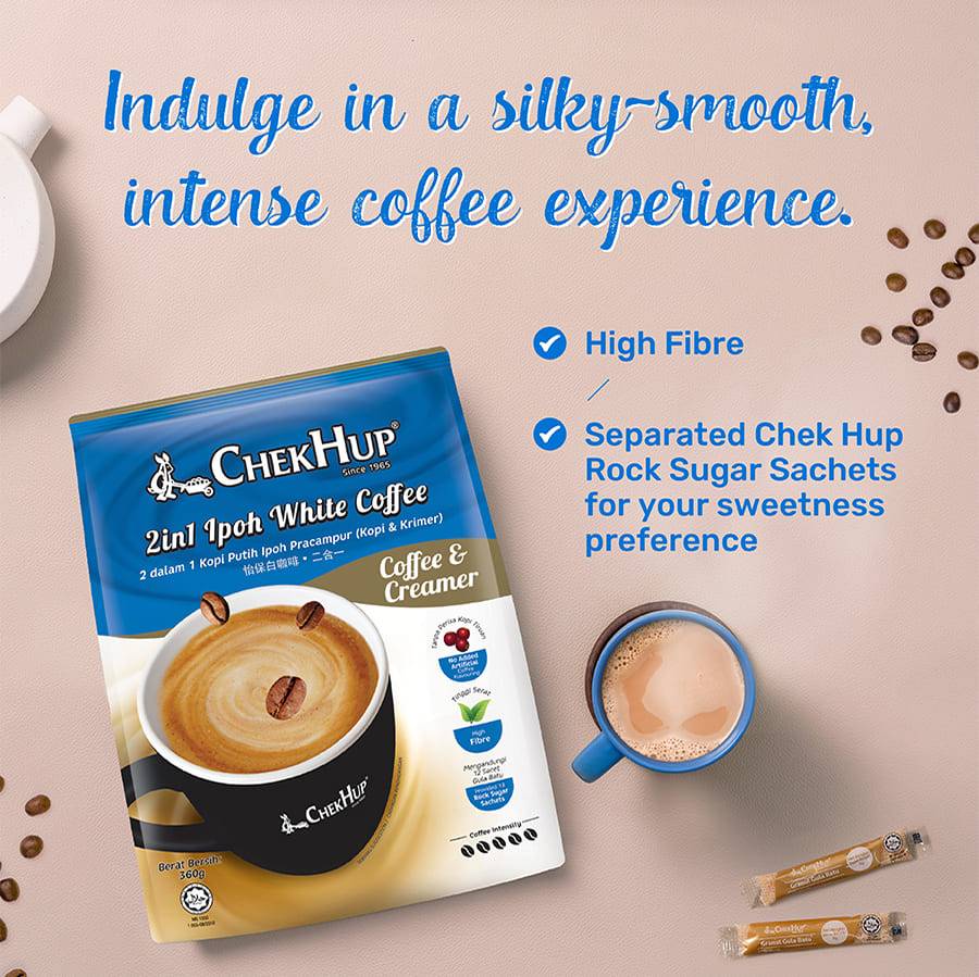 Chek Hup 2in1 Ipoh White Coffee – Coffee & Creamer (12'sx30g) [6022]