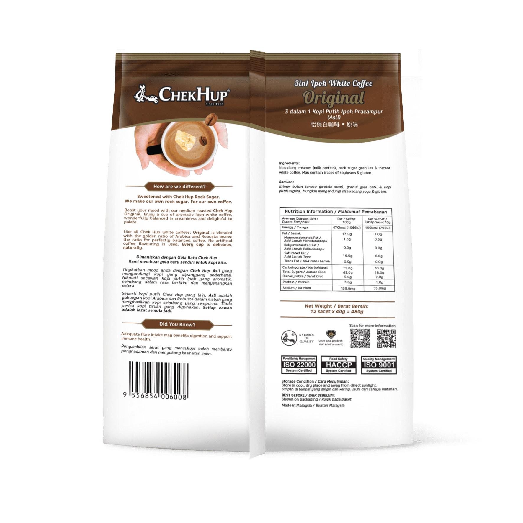 Chek Hup 3in1 Ipoh White Coffee – Original (12'sx40g) [6008]