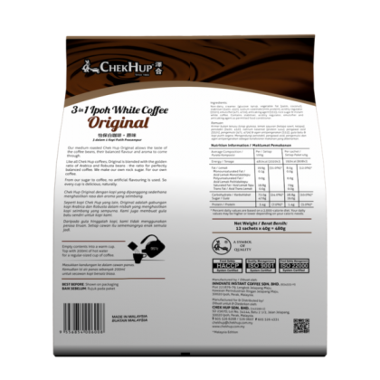 Chek Hup 3in1 Ipoh White Coffee – Original 12'sx40g [6008]