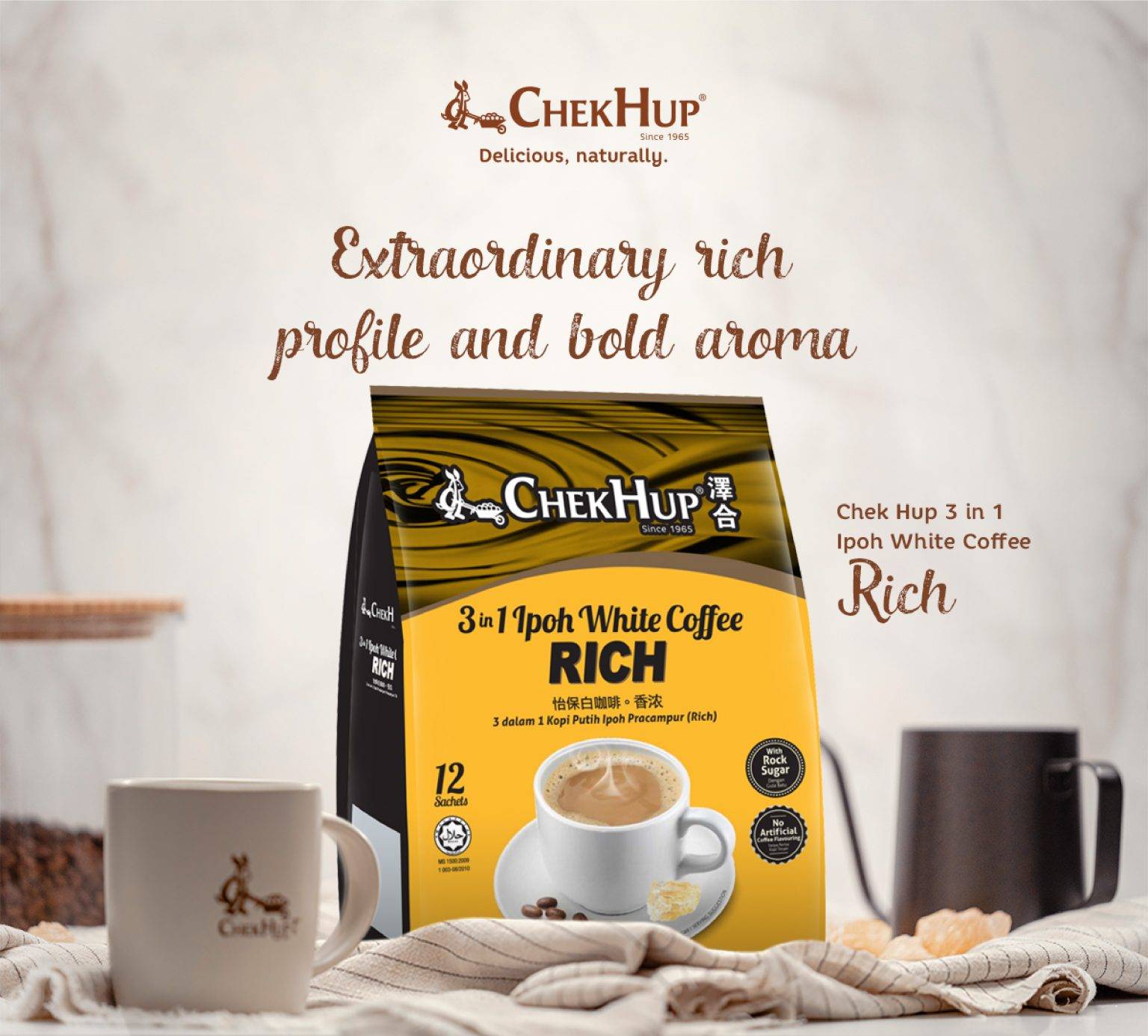 Chek Hup 3in1 Ipoh White Coffee – Rich 12's x 40g [6039]
