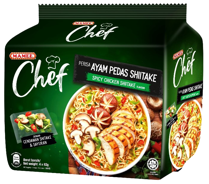 Mamee Chef Instant Noodles Spicy Chicken Shiitake (4x72g) [3314]