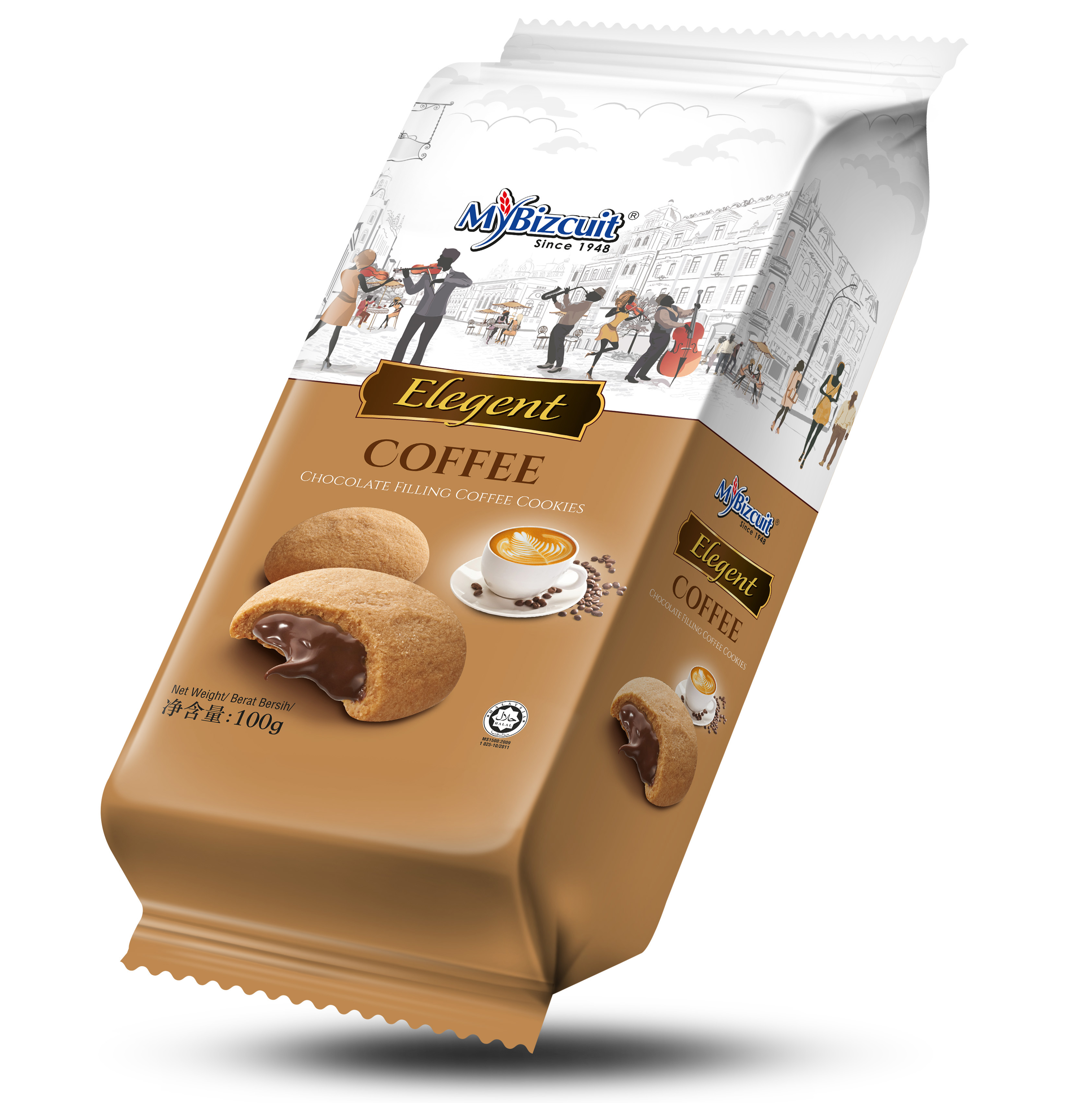 MyBizcuit Chocolate Filling Coffee Cookies 100g [9469]