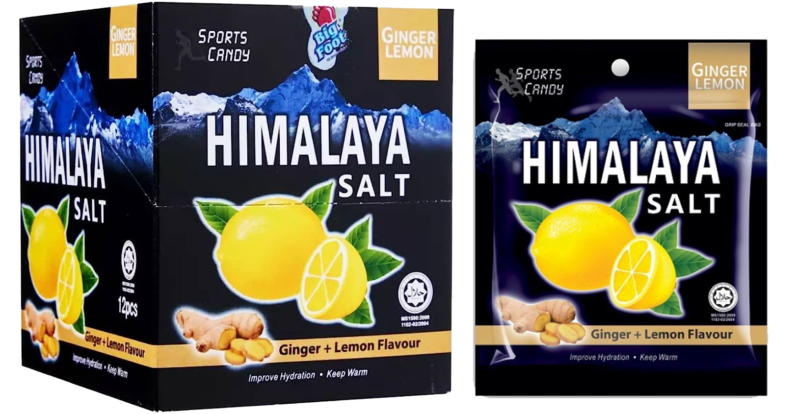 Himalaya Salt Sports Candy - Ginger + Lemon (12pktsx15g)