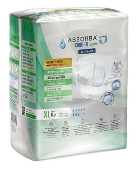 Absorba Conti-Fit Soft Adult Diapers - XL Size (8s) [7610]