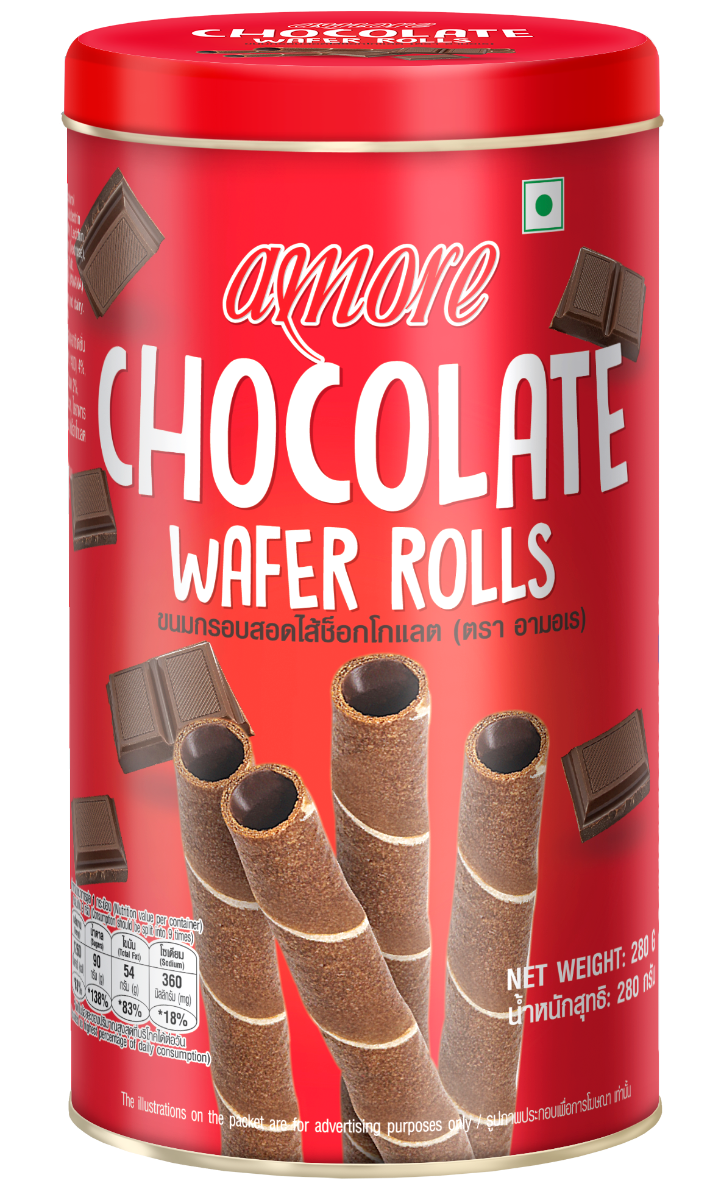 Amore Wafer Rolls Chocolate 280g [4343]