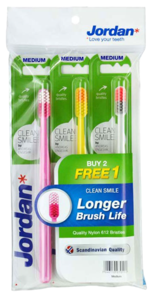 Jordan Adult Clean Smile 2+1 Medium Toothbrush [1021]